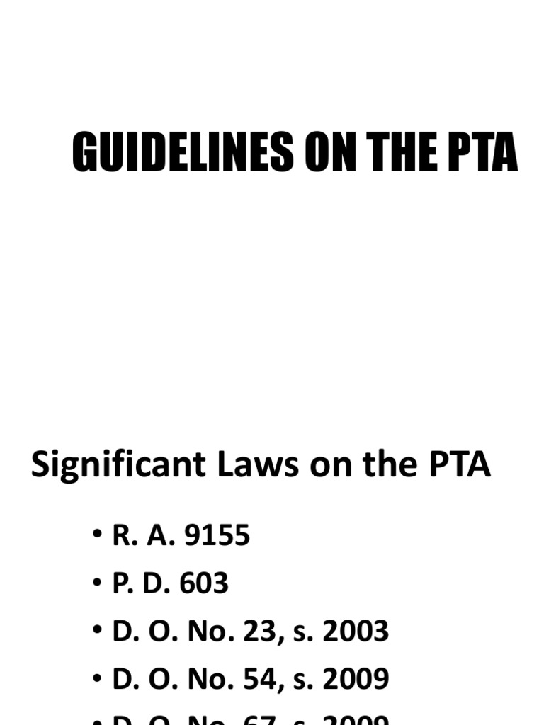 Guidelines On The Pta | PDF | Virtue | Government Information