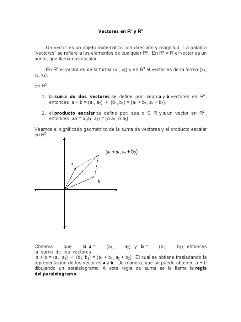 Vectores en R2 | PDF | Vector Euclidiano | Escalar (Matemáticas)