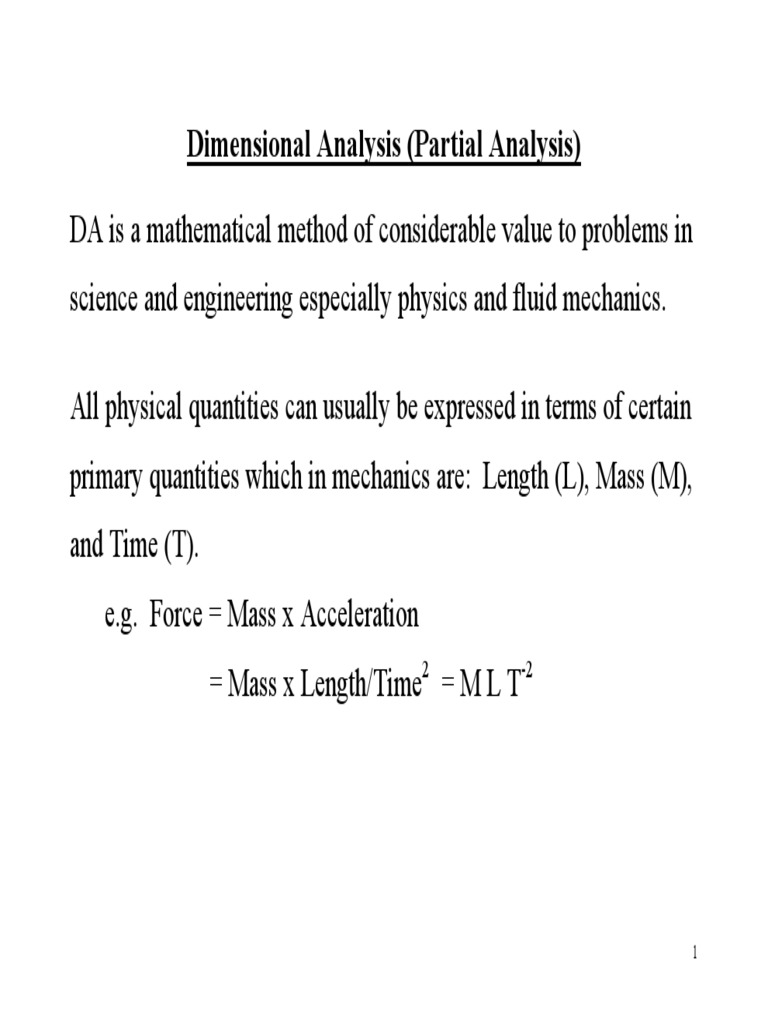 Dimensional Analysis in Fluid Mechanics | PDF | Physical Quantities ...