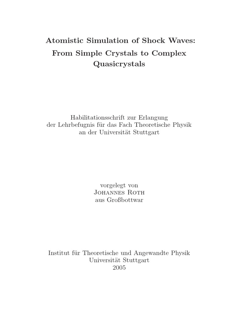 Thesis Atomistic Simulation of Shock Waves | PDF | Crystal | Materials