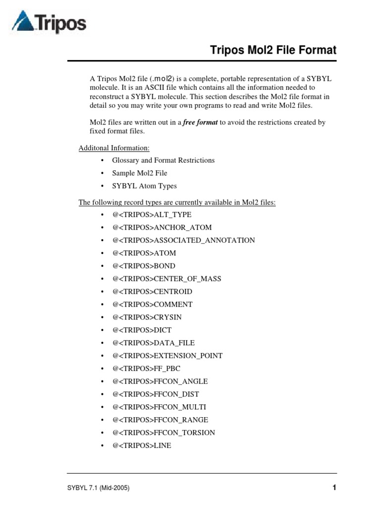 Mol 2 | Download Free PDF | Data Type | File Format
