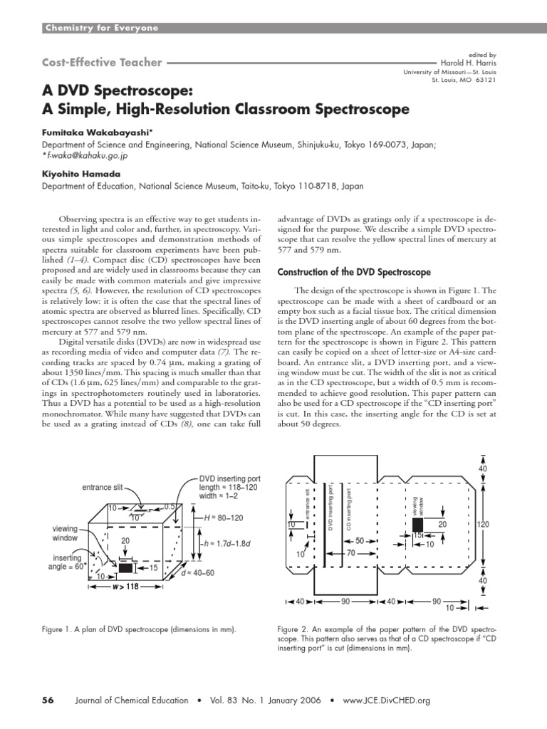 A DVD Spectroscope - A Simple, High-Resolution Classroom Spectroscope ...