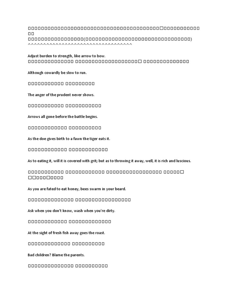 Myanmar Proverb With Eng Translation | PDF