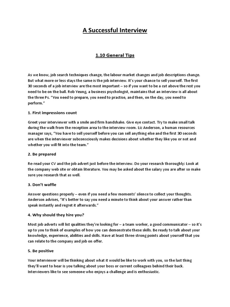 A Successful Interview (1).docx | Job Interview | Interview