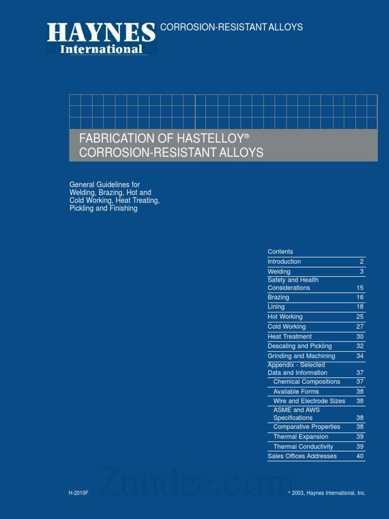 Fabricating of Hastelloy Corrosion Resistant Alloys of Haynes | PDF ...