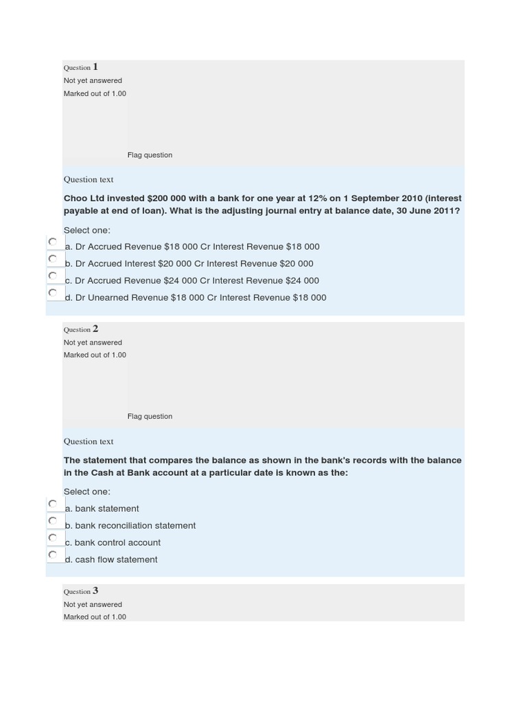 Accounting Adjustments and Reconciliations: Sample Multiple Choice ...
