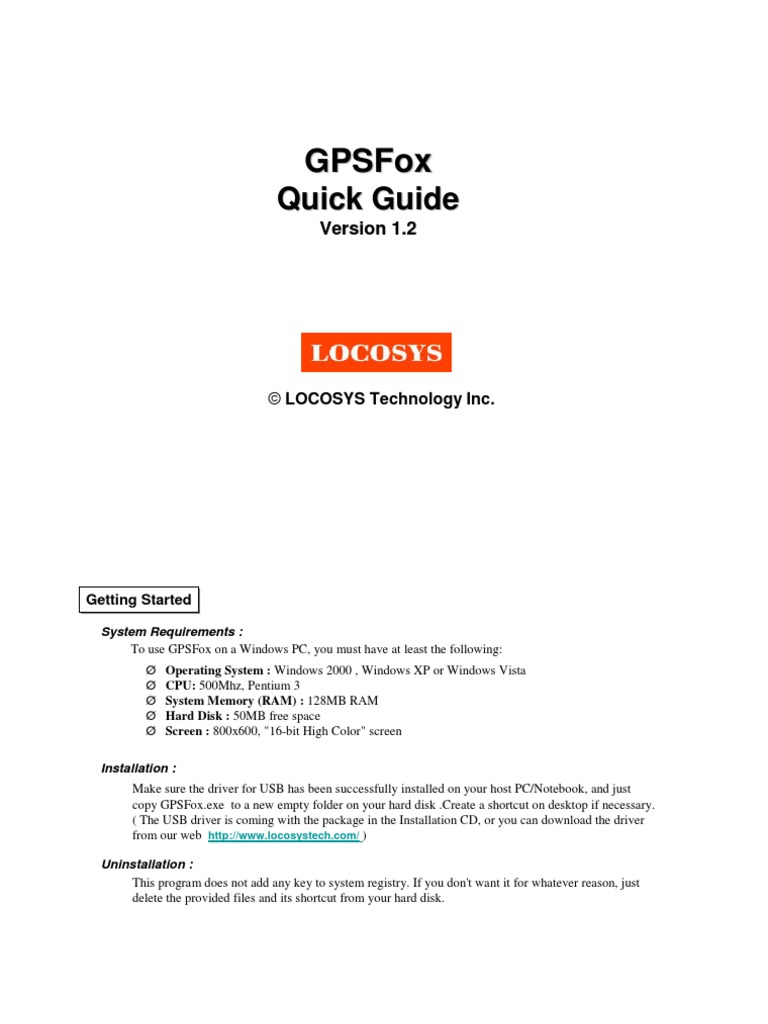 GPSFox Quick Guide-V1.2 | PDF | Personal Computers | Global Positioning ...