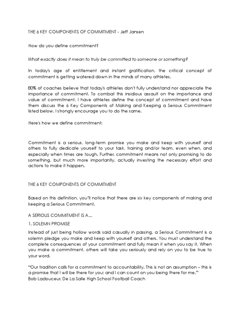 The 6 Key Components of Commitment | PDF | Psychological Concepts | Science