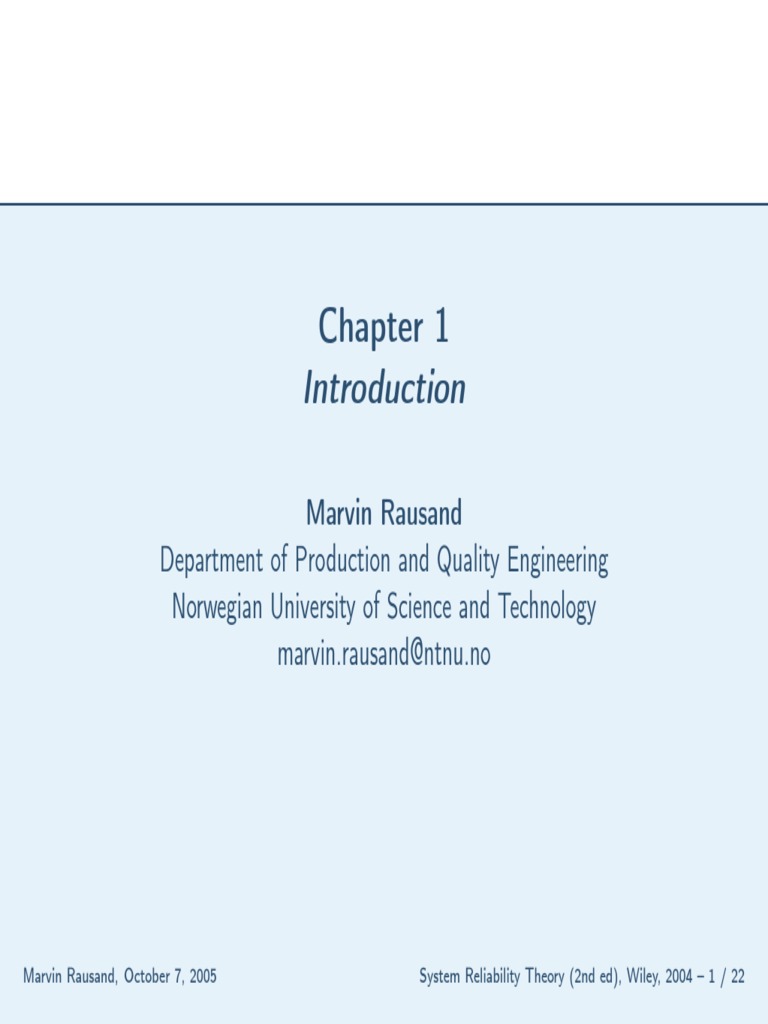 Introduction To Reliability | PDF | Reliability Engineering | Safety