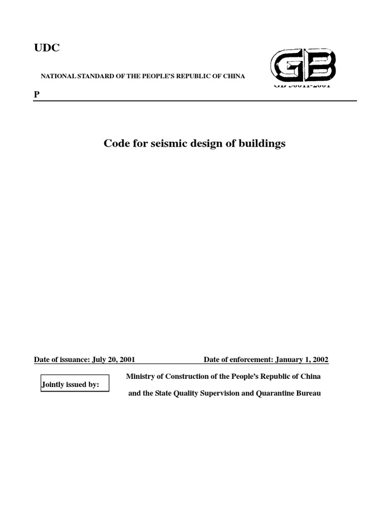 Chinese Code For Seismic Design of Buildings | PDF | Earthquakes | Bending