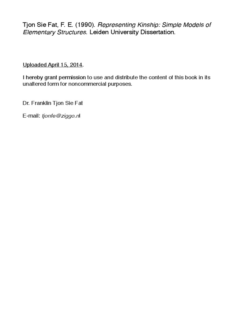 Representing Kinship: Simple Models of Elementary Structures (1990) . F ...