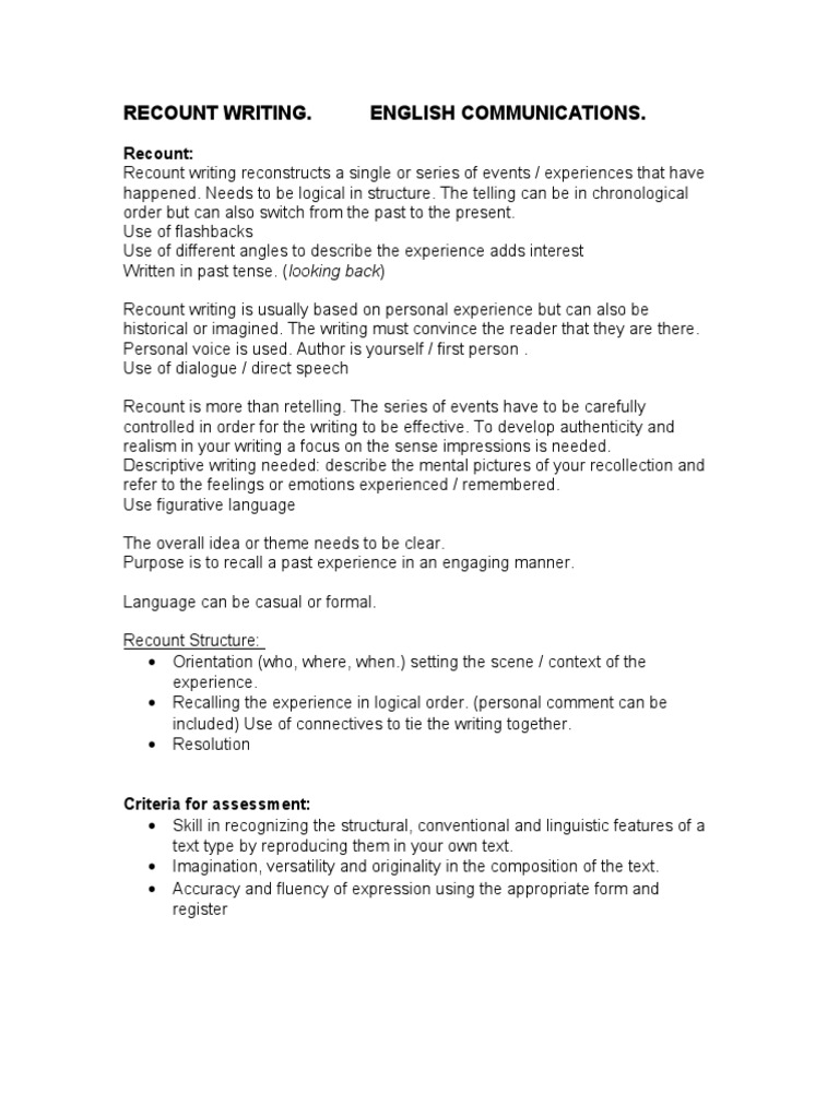 Mastering Recount Writing Techniques | PDF