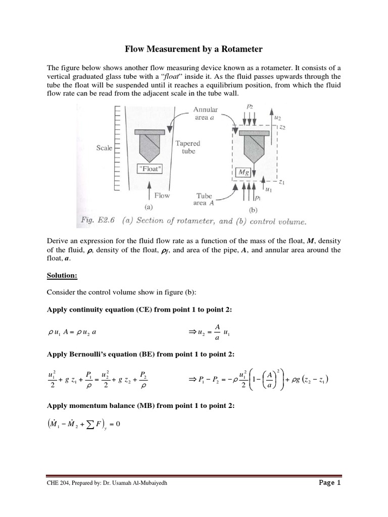 CHE204-HD9 - Rotameter Equation | PDF | Teaching Methods & Materials ...
