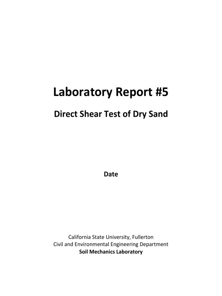Laboratory Report #5: Direct Shear Test of Dry Sand | Download Free PDF ...