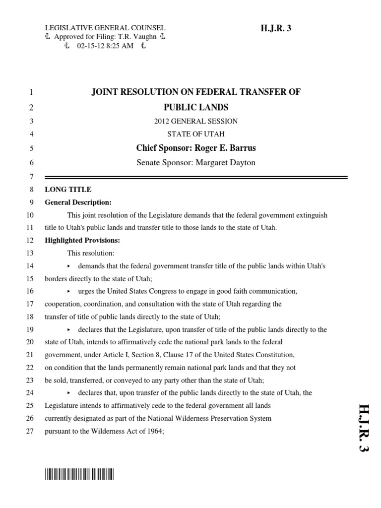 Utah House Joint Resolution 2012 | PDF | U.S. State | United States ...