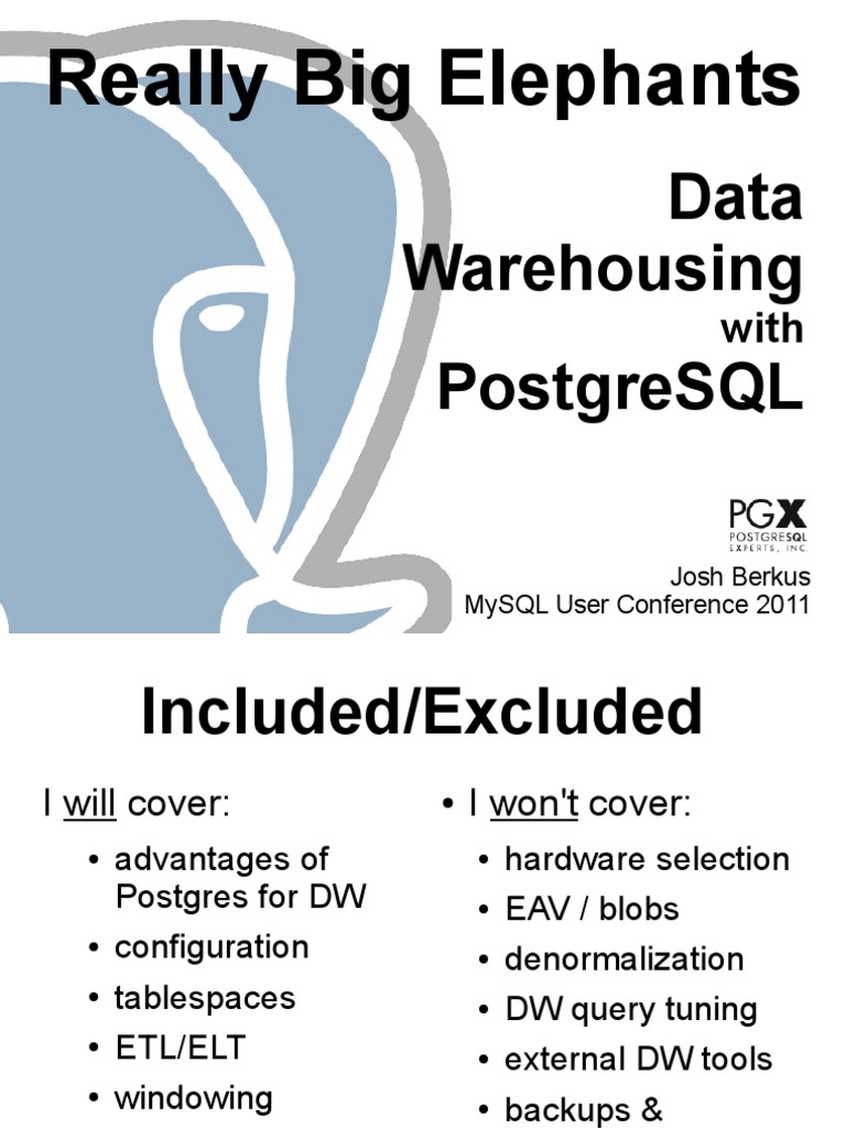 Really Big Elephants: Data Warehousing Postgresql | PDF | Areas Of ...