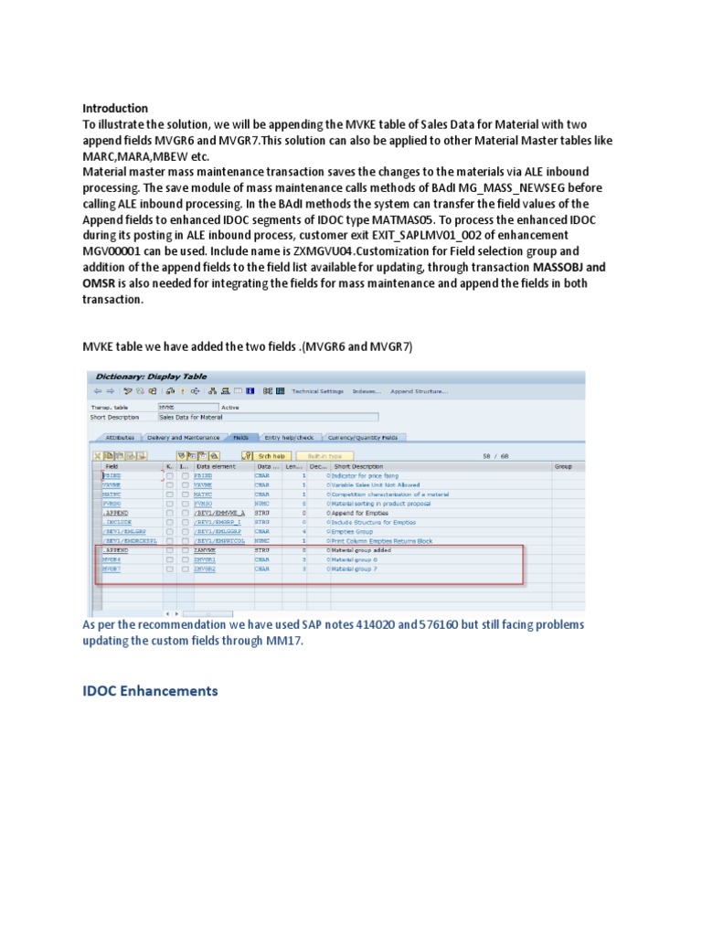 MM17 Custom Fields Update MVKE Table | PDF | Pointer (Computer Programming) | Data Management
