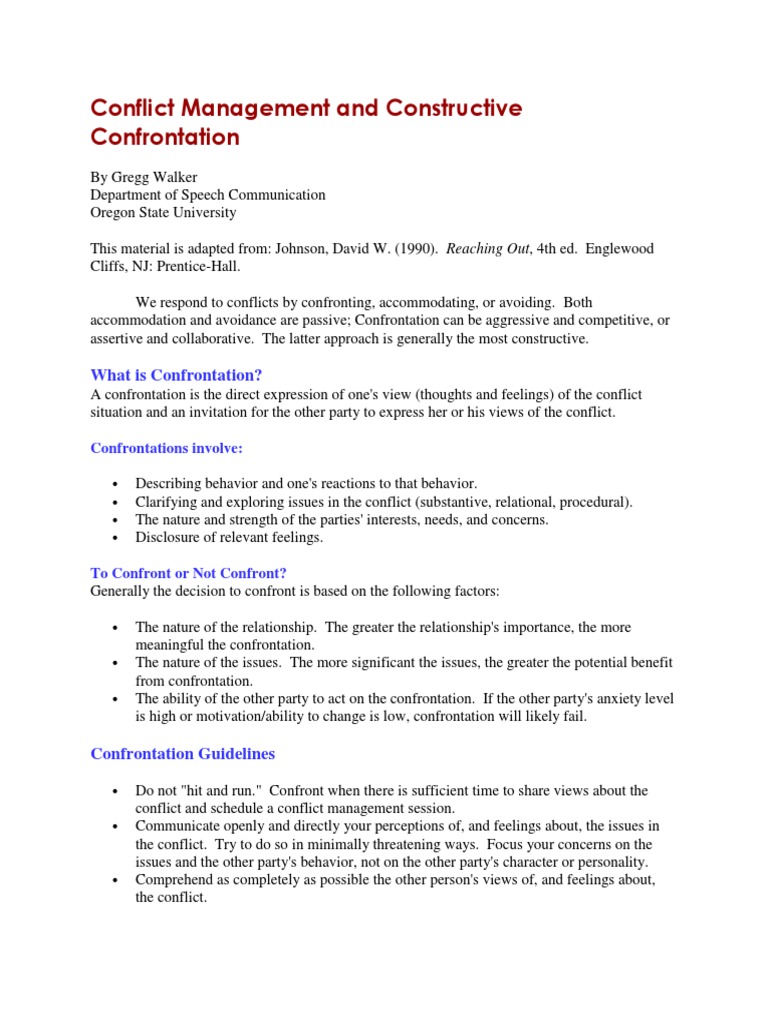 Dealing With Confrontation | PDF | Competence (Human Resources ...