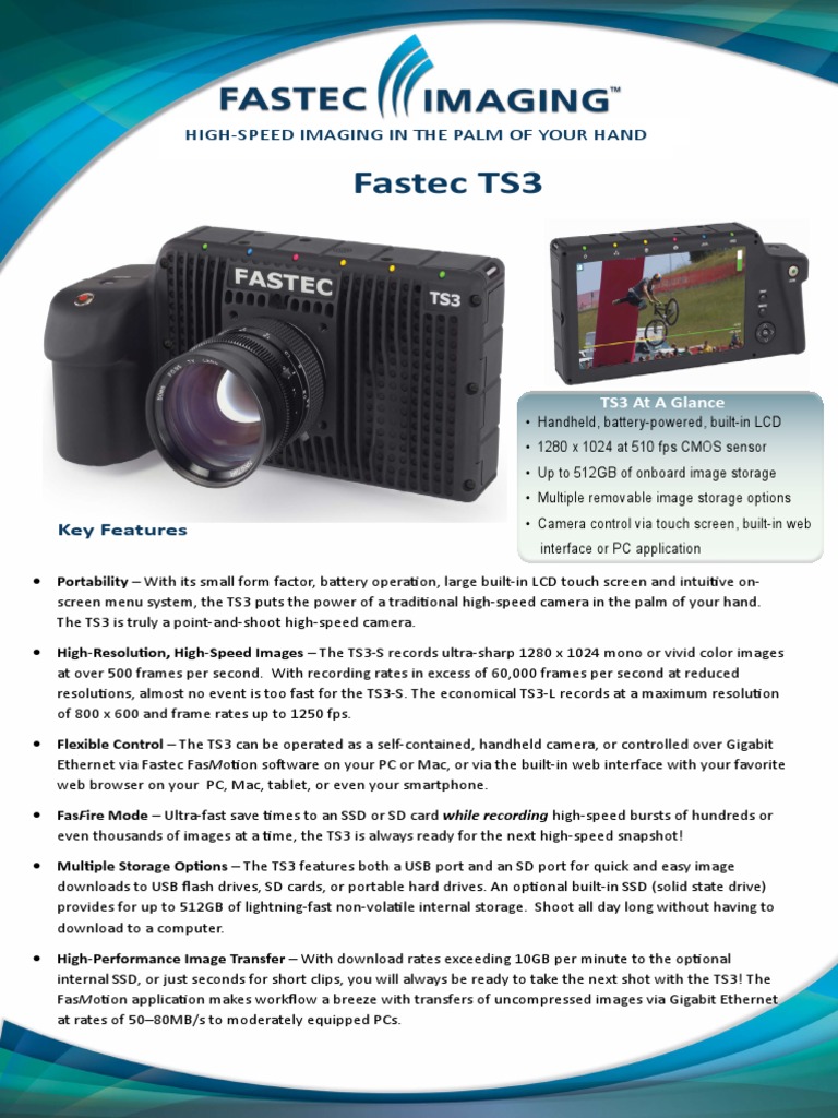 Fastec TS3: High-Speed Imaging in The Palm of Your Hand | PDF ...