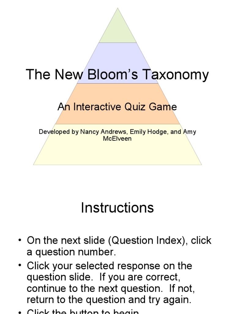 The New Bloom's Taxonomy: An Interactive Quiz Game | PDF | Applied ...