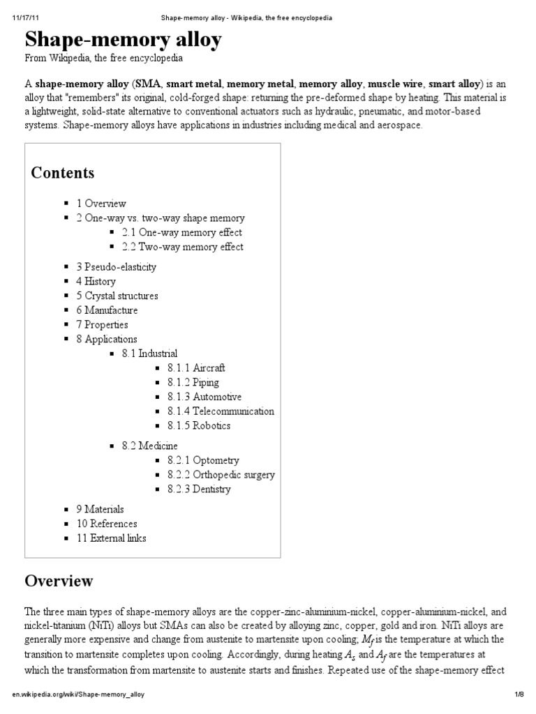Shape Memory Alloy | PDF | Shape Memory Alloy | Materials Science