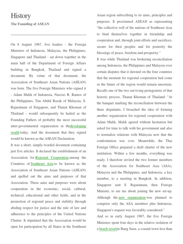 History: The Founding of ASEAN | PDF | Association Of Southeast Asian ...