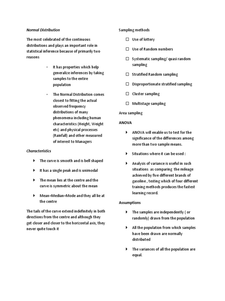 Normal Distribution: Anova | PDF | Sampling (Statistics) | Analysis Of ...