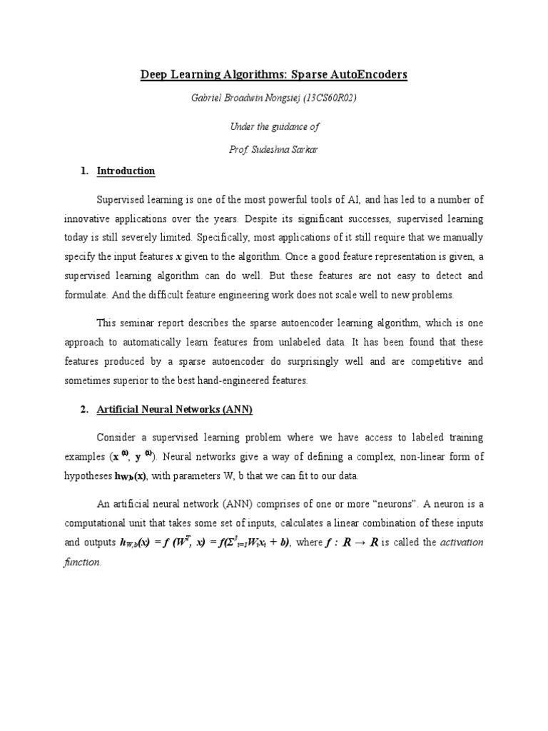 Deep Learning Algorithms Report PDF | PDF | Artificial Neural Network ...