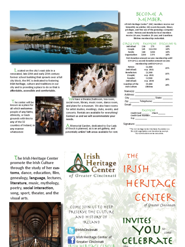 Irish Heritage Center Brochure | PDF | Republic Of Ireland | 501(C ...
