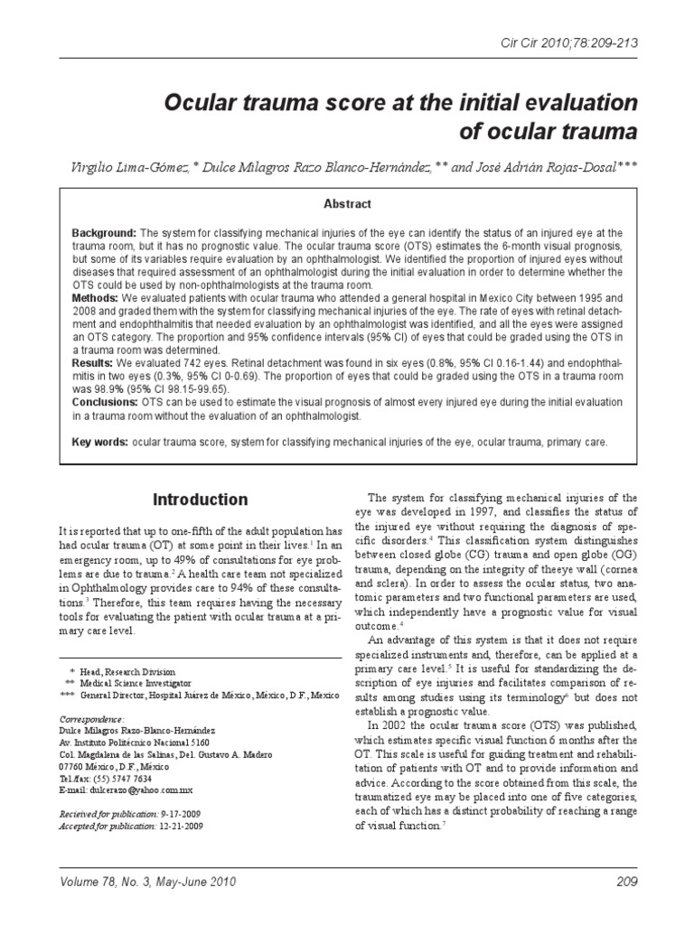 Trauma Score | PDF | Major Trauma | Confidence Interval