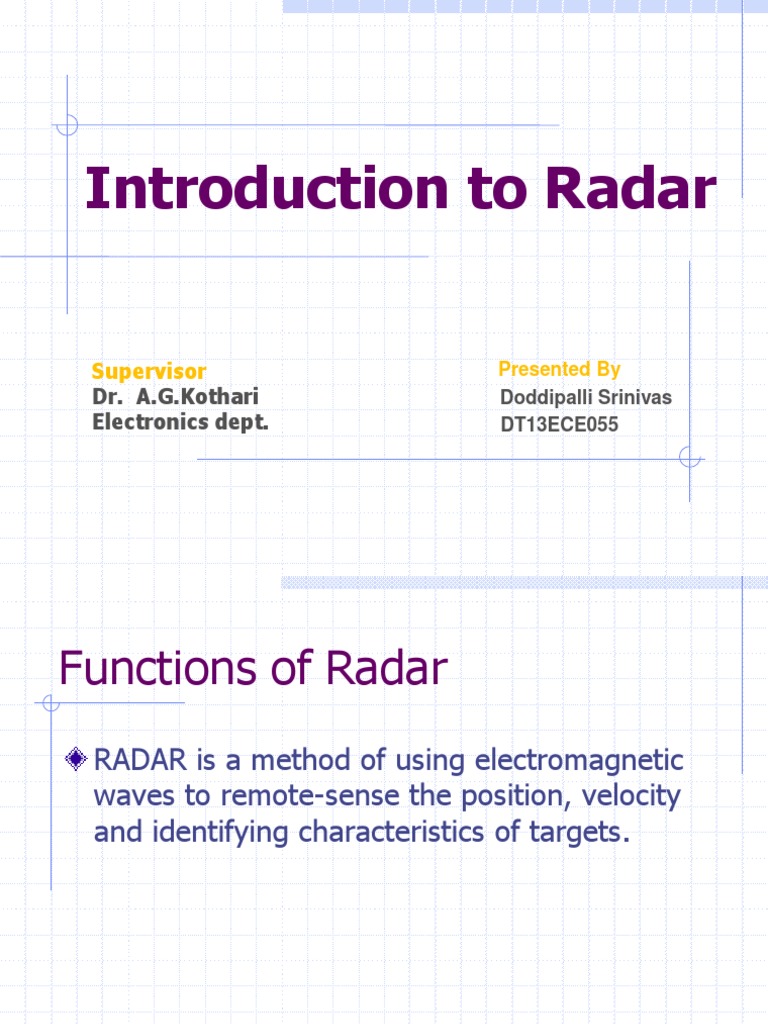 Introduction To Radar: Supervisor | PDF | Antenna (Radio) | Radar