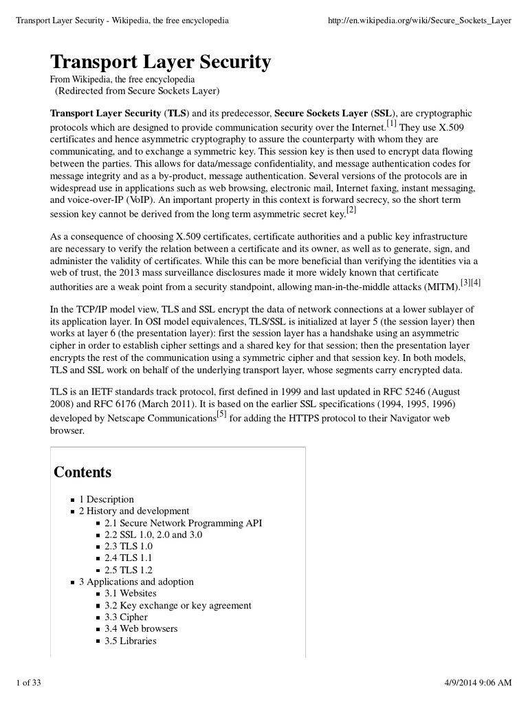 Transport Layer Security | PDF | Transport Layer Security | Public Key Cryptography