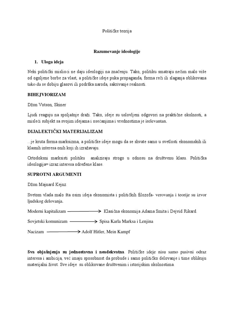 Političke Teorije Skripta | PDF