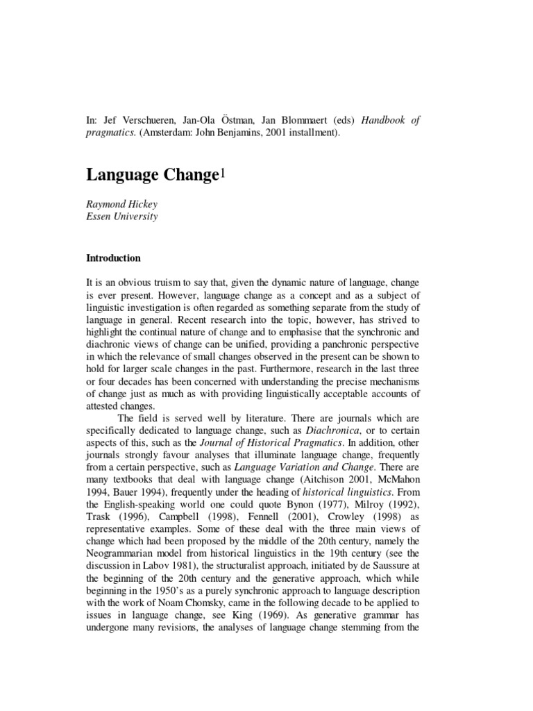 Language Change | PDF | English Language | Morphology (Linguistics)