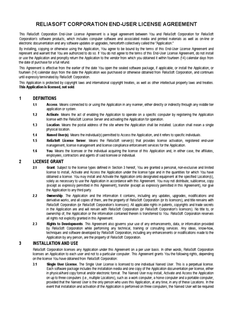 ReliaSoft EULA | PDF | Indemnity | License