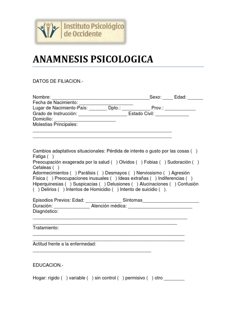 Anamnesis Psicologica