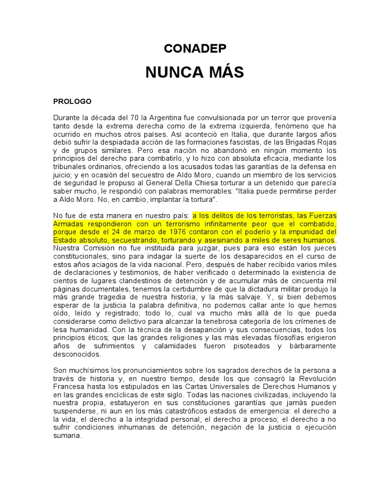 CONADEP - Nunca Más | PDF | Política (general) | Thriller y crimen