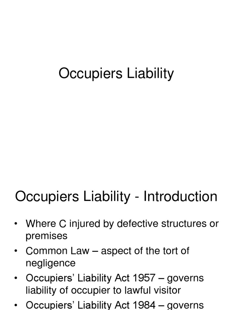 Occupiers Liability | PDF | Duty Of Care | Private Law
