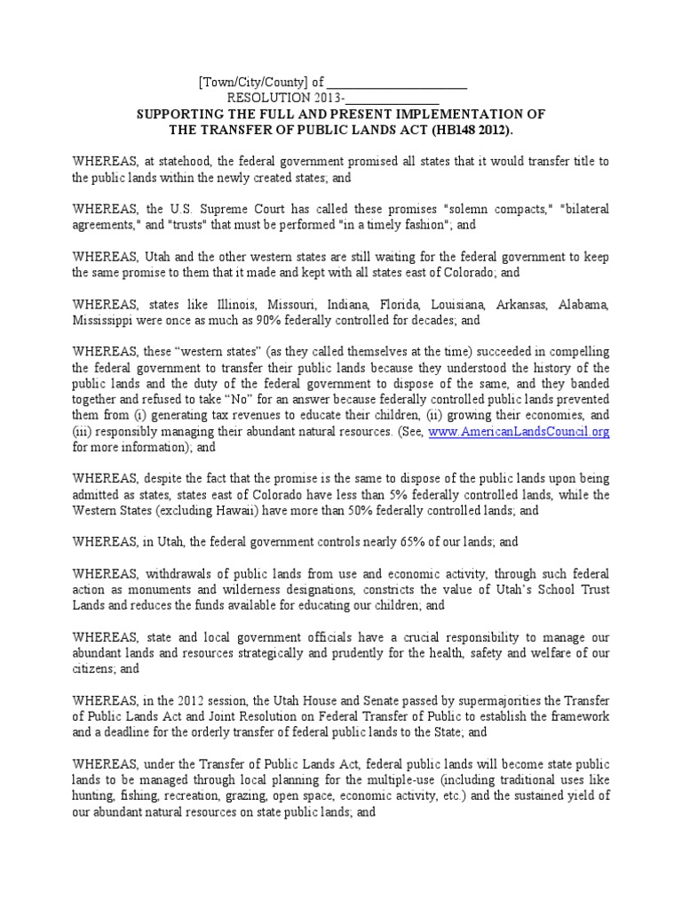 Generic CityCounty Resolution | PDF | Federal Government Of The United ...