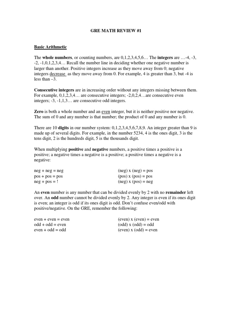 GRE Math Review | Download Free PDF | Fraction (Mathematics) | Triangle