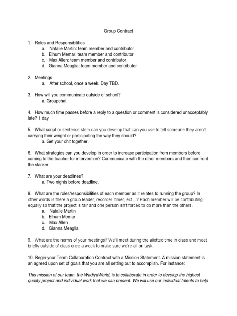 Group Collaboration Contract Template | PDF | Career & Growth