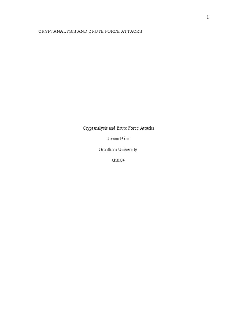 Cryptanalysis and Brute Force Attacks Paper | PDF | Cipher | Cryptography Cryptanalysis and Brute Force Attacks Paper | PDF | Cipher | Cryptography