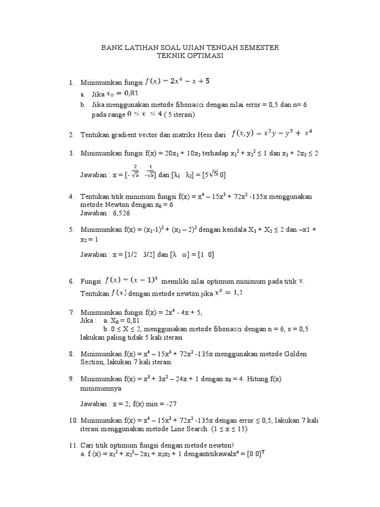 Soal Latihan Teknik Optimasi | PDF