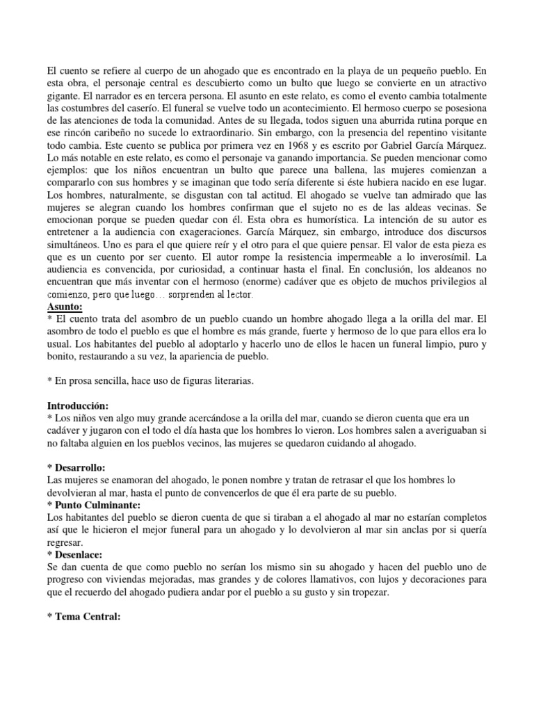 El Ahogado Mas Hermoso | PDF | Gabriel García Márquez | Pueblo