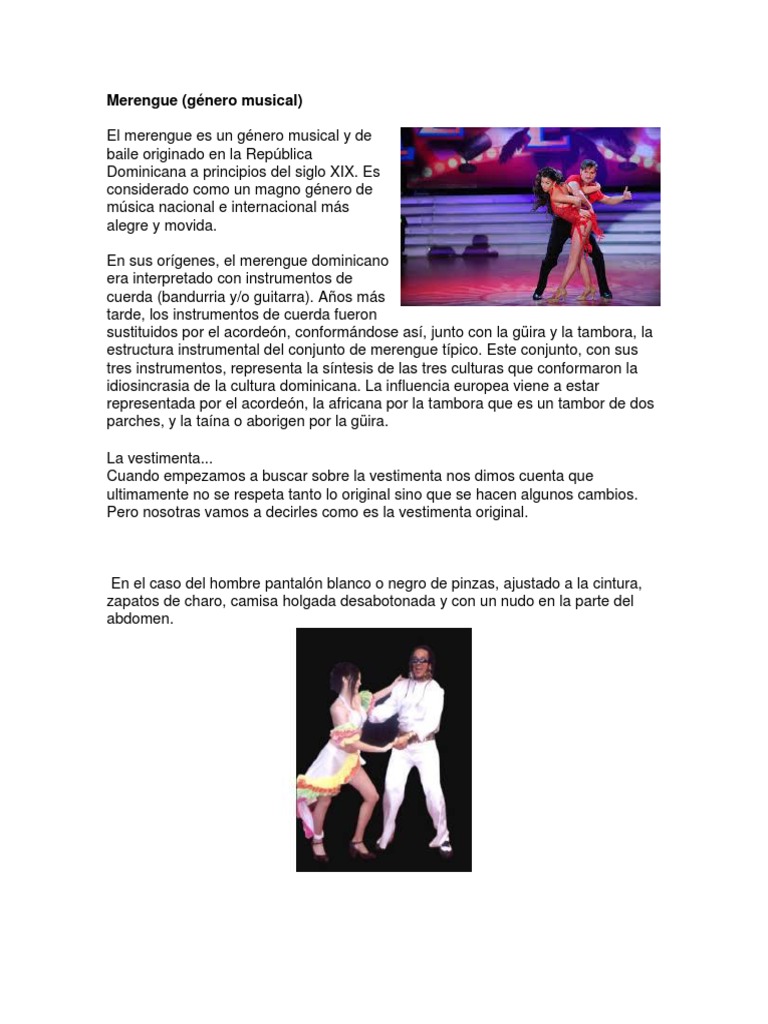 Historia y Tradición del Merengue | PDF | Las artes escénicas | Musica ...