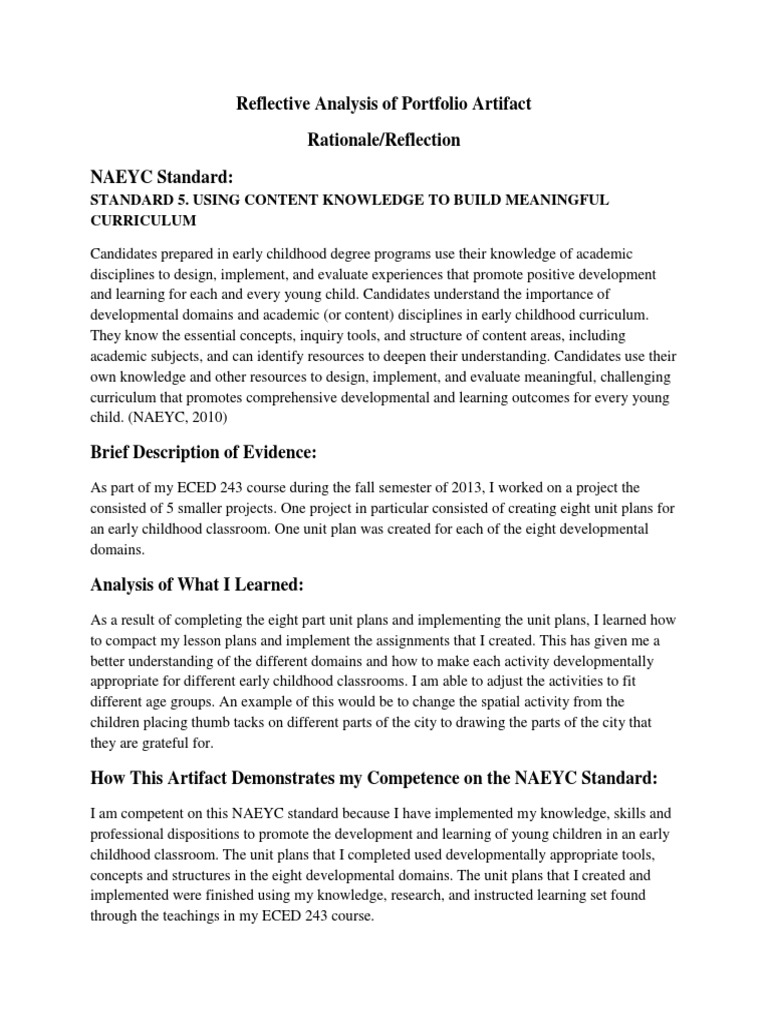Standard 5 Reflection | PDF | Art | Science & Mathematics