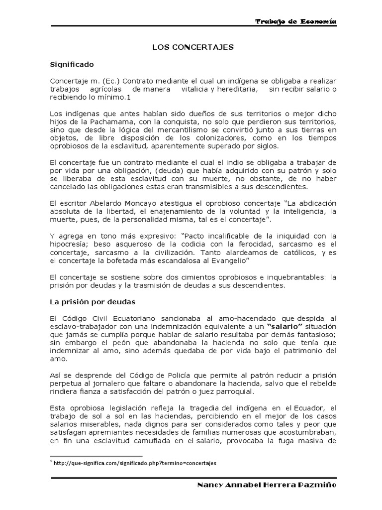 Significado y abuso del concertaje indígena | PDF | Esclavitud | Gobierno