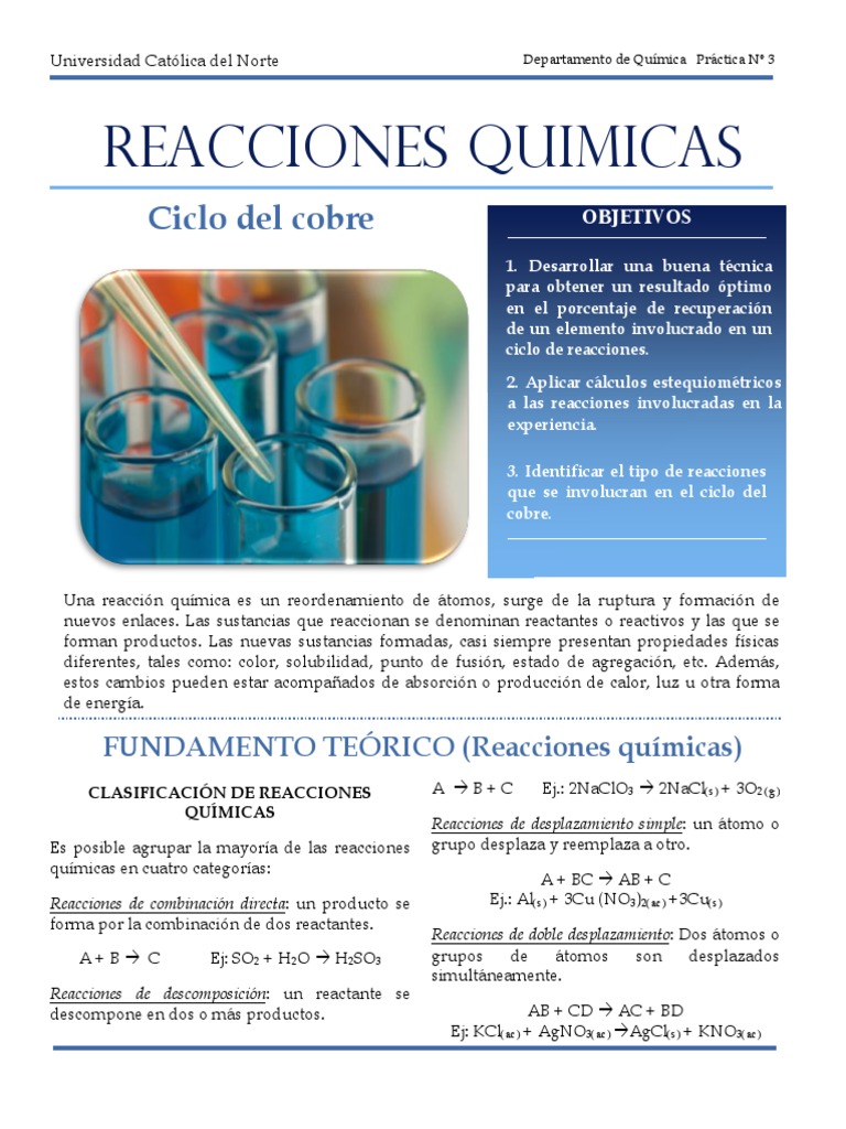 Practica 3 Ciclo Del Cobre | PDF | Reacciones químicas | Cobre