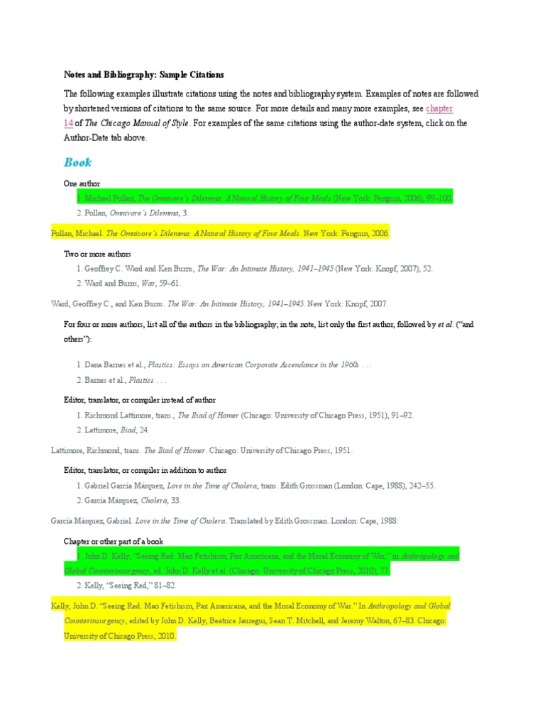 Notes and Bibliography: Sample Citations | Download Free PDF | Digital ...