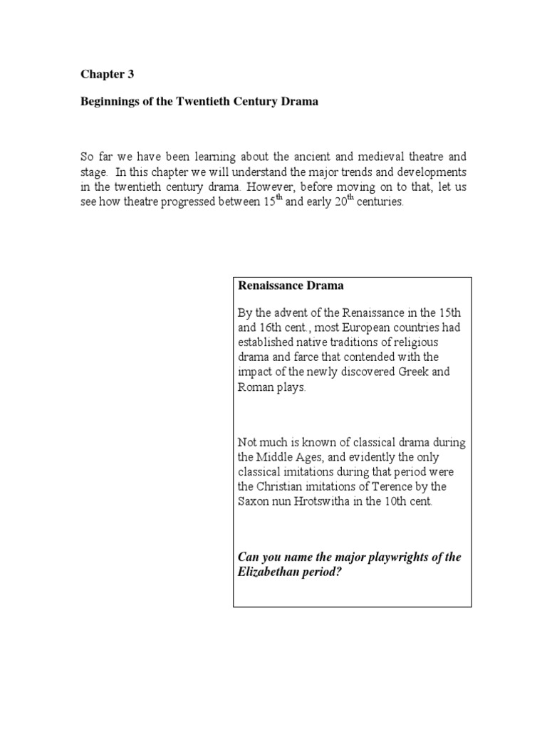 Chapter 3 Twentieth Century Drama | PDF | Expressionism | Henrik Ibsen